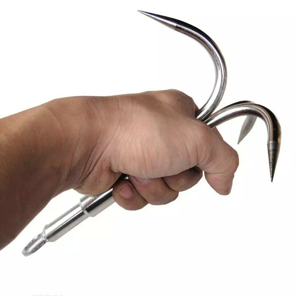 3 Claw Stainless Steel Grappling Hook Large 19CM With 20M Rope For Mag ...